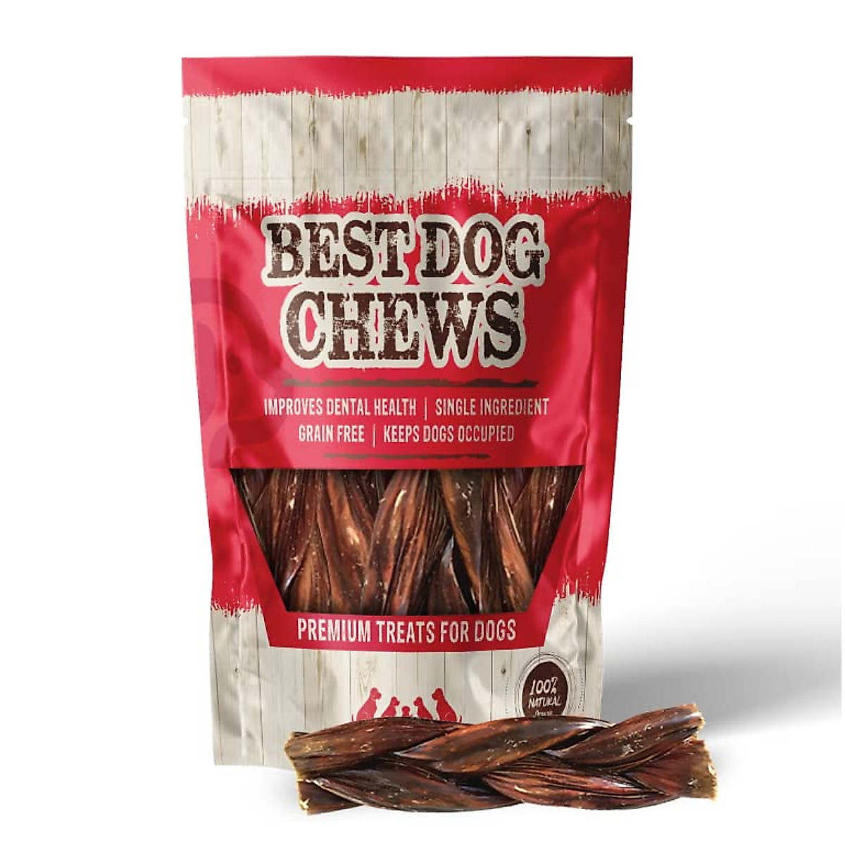 Best Dog Chews Braided Gullet Sticks-100% Natural and Delicious Dog Treats and Protein Rich Chews-Fully Digestible Promotes Joint & Dental Health for All Breed Sizes Dogs and Puppies 6 inch (3 Count)