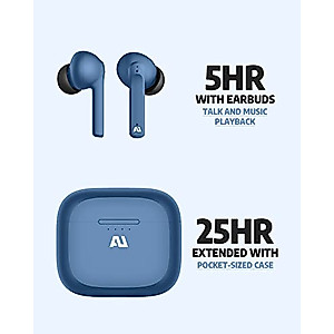 Wireless Earbuds, Active Noise Cancelling, 20 Hours Playtime, Workout Sweat Resistant, Touch Control (Navy)