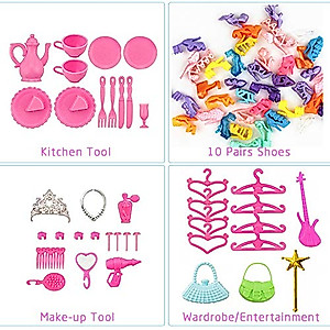 Doll Clothes for Barbie Dresses Gown with Shoes Outfit Set for Xmas Birthday Gift(69 Pack)