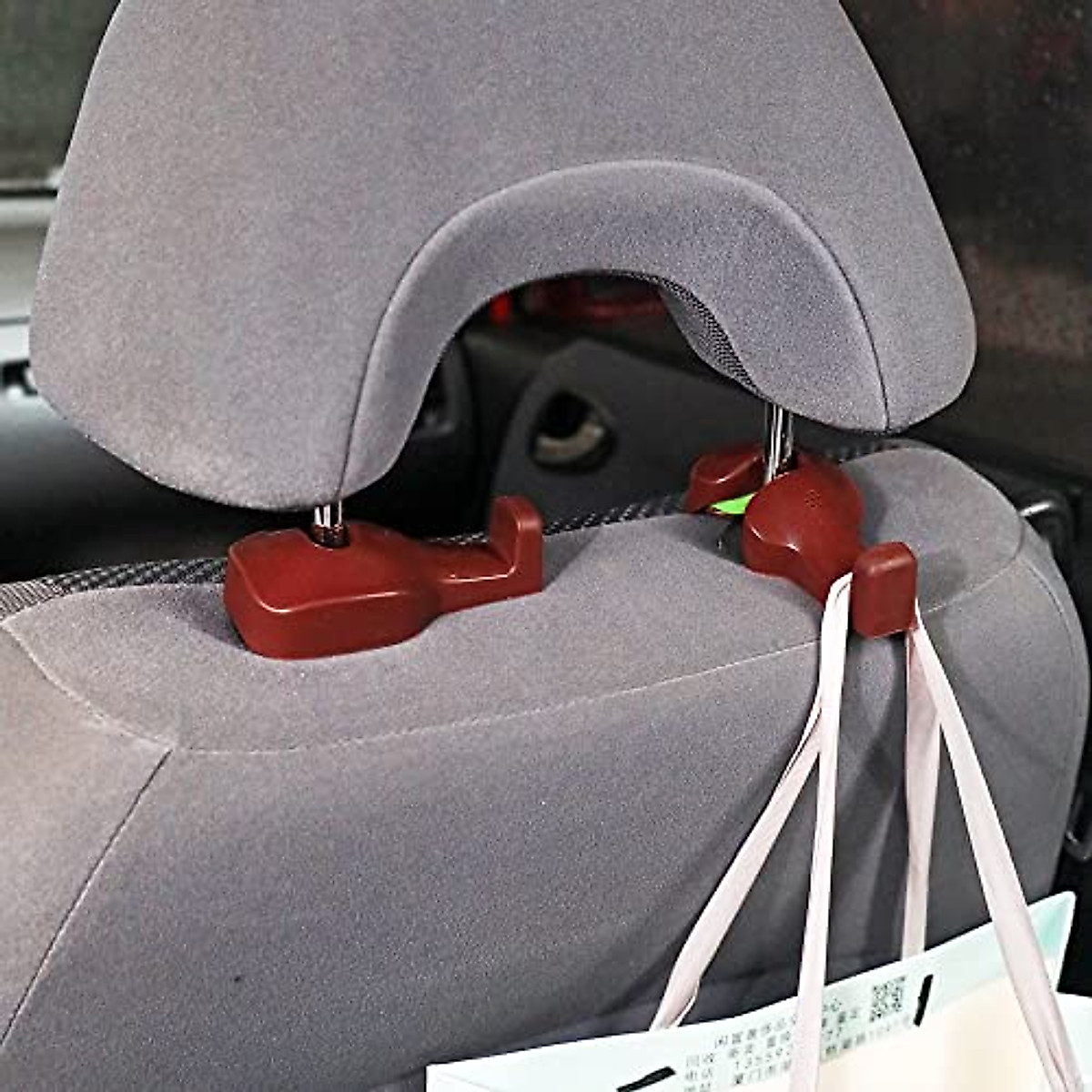 VARGTR 2 Pack Car Vehicle Back Seat Headrest Hanger Holder Hook,New Styles Car Hooks,Universal Purse Holder Car Seat Back Storage Organizer Hanger Hook,car headrest Hook (Brown)
