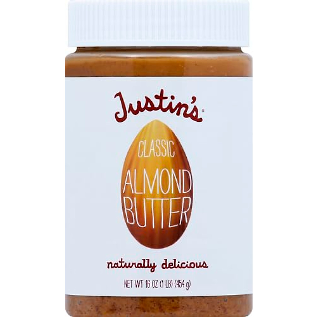 Justin's Classic Almond Butter, Only Two Ingredients, No Stir, Gluten-free, Non-GMO, Keto-friendly, Responsibly Sourced, 16 Ounce Jar, Pack of 1