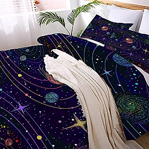 OKalayni Twin Comforter Sets for Boys Girls Kids Teens Space Astronaut Galaxy Bedding Sets Outer Space Themed Bedroom Decor 2 Piece Twin Size Bed Set Include -Comforter & Pillow Case Blue