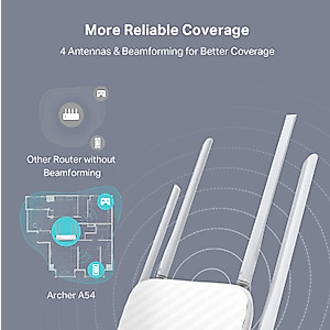 TP-Link AC1200 WiFi Router (Archer A54) - Dual Band Wireless Internet Router, 4 x 10/100 Mbps Fast Ethernet Ports, Supports Guest WiFi, Access Point Mode, IPv6 and Parental Controls (Renewed)