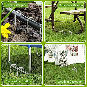 Rebar-Stakes-12-Inch-Galvanized, J Hook Rebar Stakes 6 Pack Ground Anchors Tent Stakes Heavy Duty for Plants Anti-Rust Landscape Fabric Stakes Artificial Turf