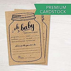 30 Pack Baby Shower Advice Cards- Kraft Advice and Prediction Cards for Gender Neutral Baby Shower Games