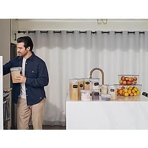 BellaCasa Essentials Airtight Food Storage Containers with Lids, 24 pcs Plastic Kitchen and Pantry Organization for Cereal, Dry Food, Sugar and Snacks, BPA free Includes Spoon, 24 Labels, Marker