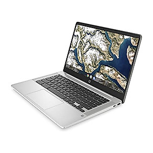 HP Chromebook 14A-NA1011CA, 14-Inch Laptop FHD IPS Intel Celeron N4500, 8GB LPDDR4 RAM, 128GB eMMC, Intel UHD Graphics, Micro SD Card Reader, USB C, WiFi, Bluetooth, ChromeOS, Mineral Silver (Renewed)
