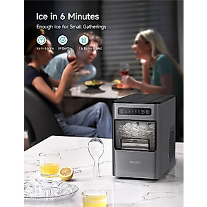 HiCOZY Ice Maker Countertop,Ice in 6 Mins, 24 lbs/Day, Portable & Compact Gift with Self-Cleaning,for Apartment/Under Cabinet/Kitchen/Office/Camping/RV/Home Bar(Black Gray)
