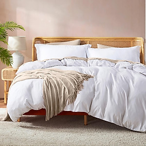 Nestl White Duvet Cover Queen Size - Soft Queen Duvet Cover Set, 3 Piece Double Brushed Queen Size Duvet Covers with Button Closure, 1 Duvet Cover 90x90 inches and 2 Pillow Shams