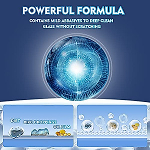 Car Glass Oil Film Cleaner, Clear Car Glass Cleaner with Sponge, Glass Cleaner for Home and Auto Windows Cleaning, Water Spot Remover for Glass Surfaces, Quickly and Easily Restore Glass Clarity(180g)