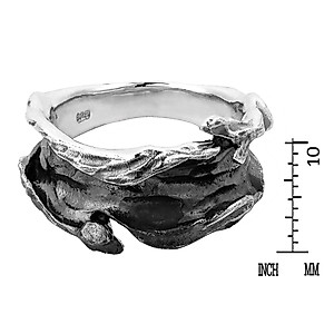 AeraVida Unique Burnt Flame Fire Oxidized Sterling Silver Ring | Classic Wedding Rings For Women | Gothic Comfort Fit Silver Rings for Women | Sterling Silver Rings Sizes (7)