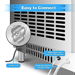 GSEICE Commercial Ice Maker Machine, 150LBS/24H with 45 Pounds Storage Bin - 4.3 inch Touch Screen, Food-Grade Materials, 304 Stainless Steel Ice Making Machine Perfect for Home and Business