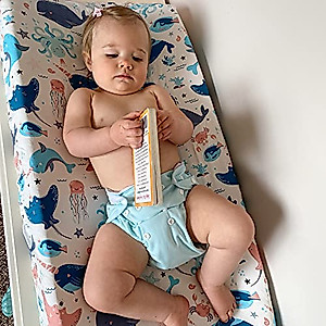 Babygoal Changing Pad Covers 100% Organic Cotton-Unisex Diaper Change Table Sheets for Baby Girls and Boys-Fits Changing Pads and Cradle Mattress 32"x16"x6" 2CNTW21-B