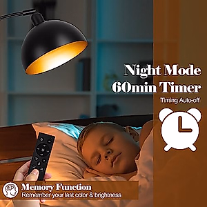 【Upgraded】Black Arc Floor Lamps for Living Room - Dimmable Arched Floor Lamp with Remote Control & 2700-6000K 9W LED Bulb Included, Modern Arch Standing lamp, Industrial Tall Lamp for Bedroom Reading