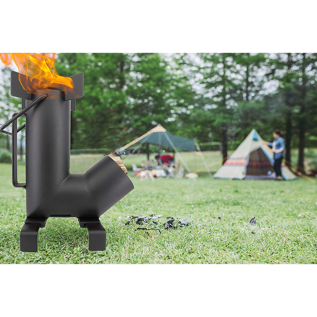 Camping Rocket Stove by StarBlue with FREE Carrying Bag - A Portable Wood Burning Camping Stove with Large Fuel Chamber Best for Outdoor Cooking, Camping, Picnic, BBQ, Hunting, Fishing