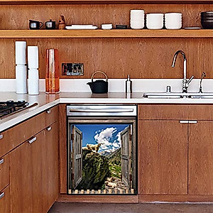 Dishwasher Magnet Cover Goats Standing Rock Beautiful View Himalayan Mountains Kheerganga Magnetic Refrigerator Stickers Decorative Appliance Cover Fridge Panels Metal Door Garage 23x26in