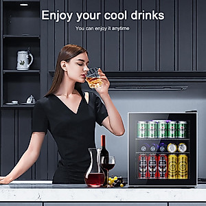 Antarctic Star Mini Fridge Cooler - 60 Can Beverage Refrigerator Glass Door for Beer Soda or Wine –Small Drink Dispenser Machine Removable for Home, Office or Bar, 1.6cu.ft.…