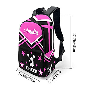 Cheerleader Cheer Pink Personalized Backpack for Teen Boys Girls,Custom Travel Backpack Bookbag Casual Bag Name Gift