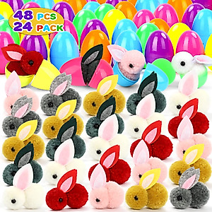 TOY Life Easter Basket Stuffers with Bunny 24 Pack Egg Fillers for Kids Eggs Toys Inside, Mini Stuffed Animals, Hunts Surprise