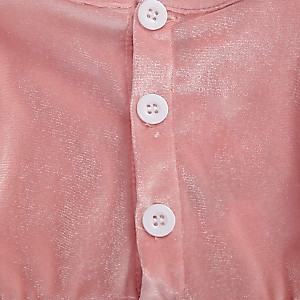 Infant Baby Girl Plain Fall Crushed Velvet Long Sleeve Bodysuits Romper Tops (A Peach Pink, 6-12 Months)