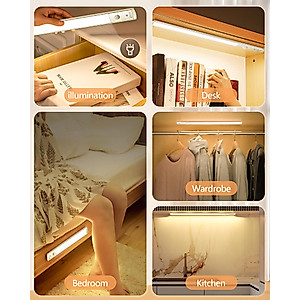 44-LED Motion Sensor Cabinet Light - USB Rechargeable, Under Counter Closet Lighting for Kitchen Night Lights - Battery Powered, Uniform Light for Wardrobe, Cabinet, Cupboard - 2Pack