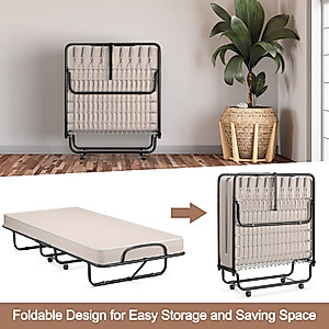 Giantex Folding Bed with 4" Mattress, Twin, Beige