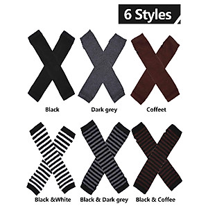 SATINIOR 6 Pairs Women Long Fingerless Gloves Arm Warmers Knit Thumbhole Stretchy (Fresh Color)