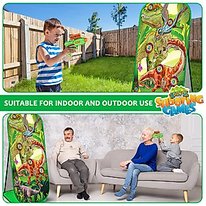 ABERLLS Shooting Game Toy for Age 5 6 7 8 9 10+ Years Old Kids, Boys, Dinosaur Shooting Target with 2 Foam Dart Blasters 40 Foam Darts, Ideal Kids Gift for Indoor Outdoor