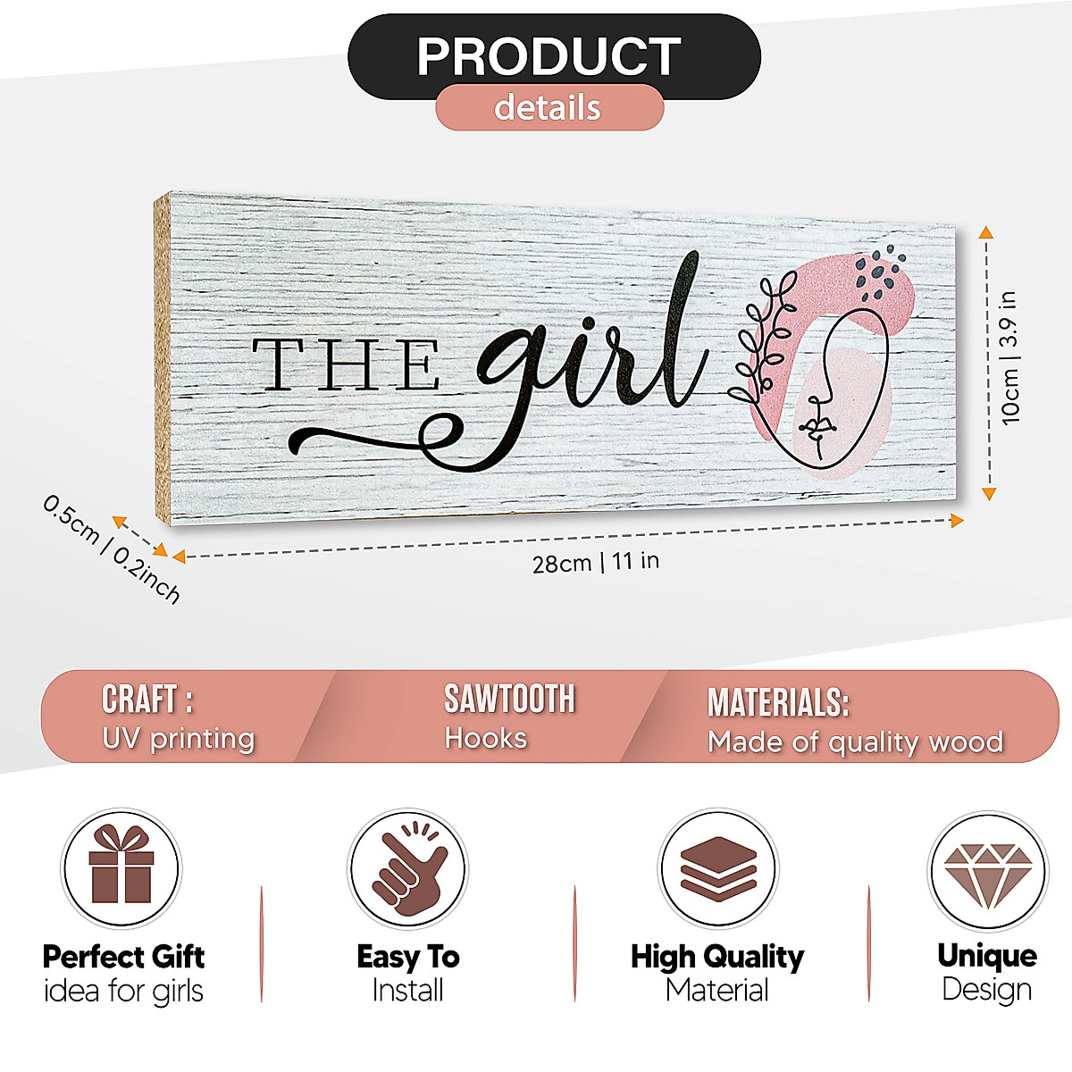 Wall Decor for Bedroom Teen Girl, Bedroom Wall Decor for Women, Pink and Grey Wall Decor for Girls, Blush Pink Wall Decor, Inspirational Positive Quotes for Baby Girl Nursery,Boho Art for Teenage Room