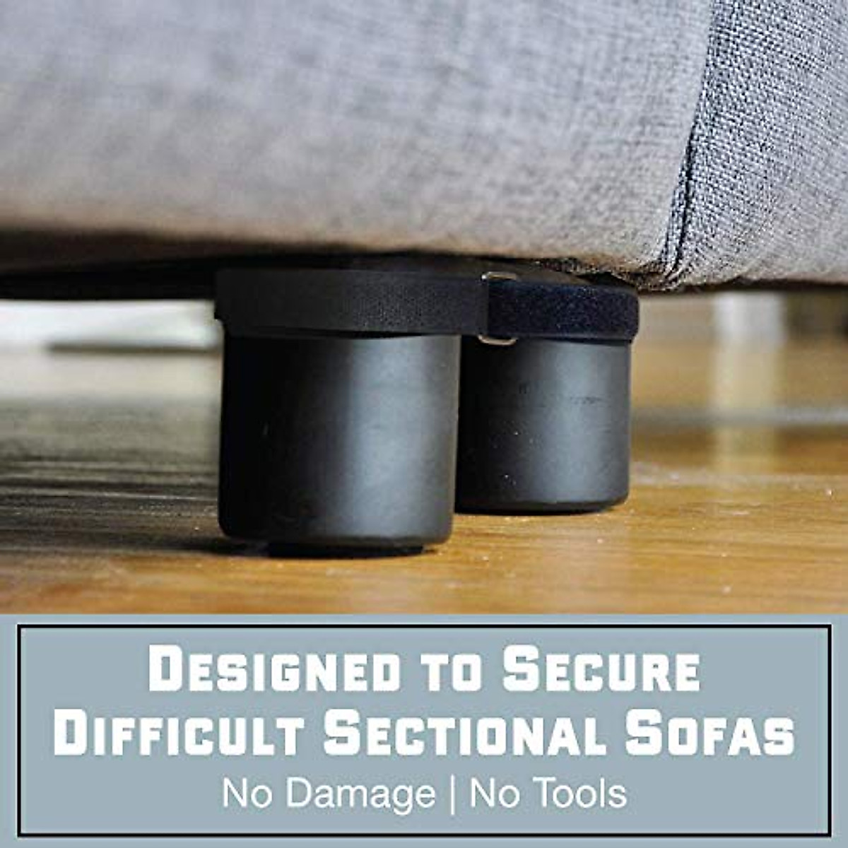 Couch Clamp PRO Non-Slip Sectional Connectors with Hook-and-Loop Cinch Clips for Sliding Sofas - Prevents Floor Scratches and Big Gaps in Your Couch with Easy Install No Tools Required (4 Pack)