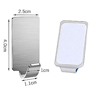 Adhesive Hooks, Wall Hooks Hangers Heavy Duty Waterproof Stainless Steel Sticky Hanger Hook for Kitchen Utensils, Keys, Robe, Coat, Towel, Bags-Bathroom, Home, Kitchen, Office