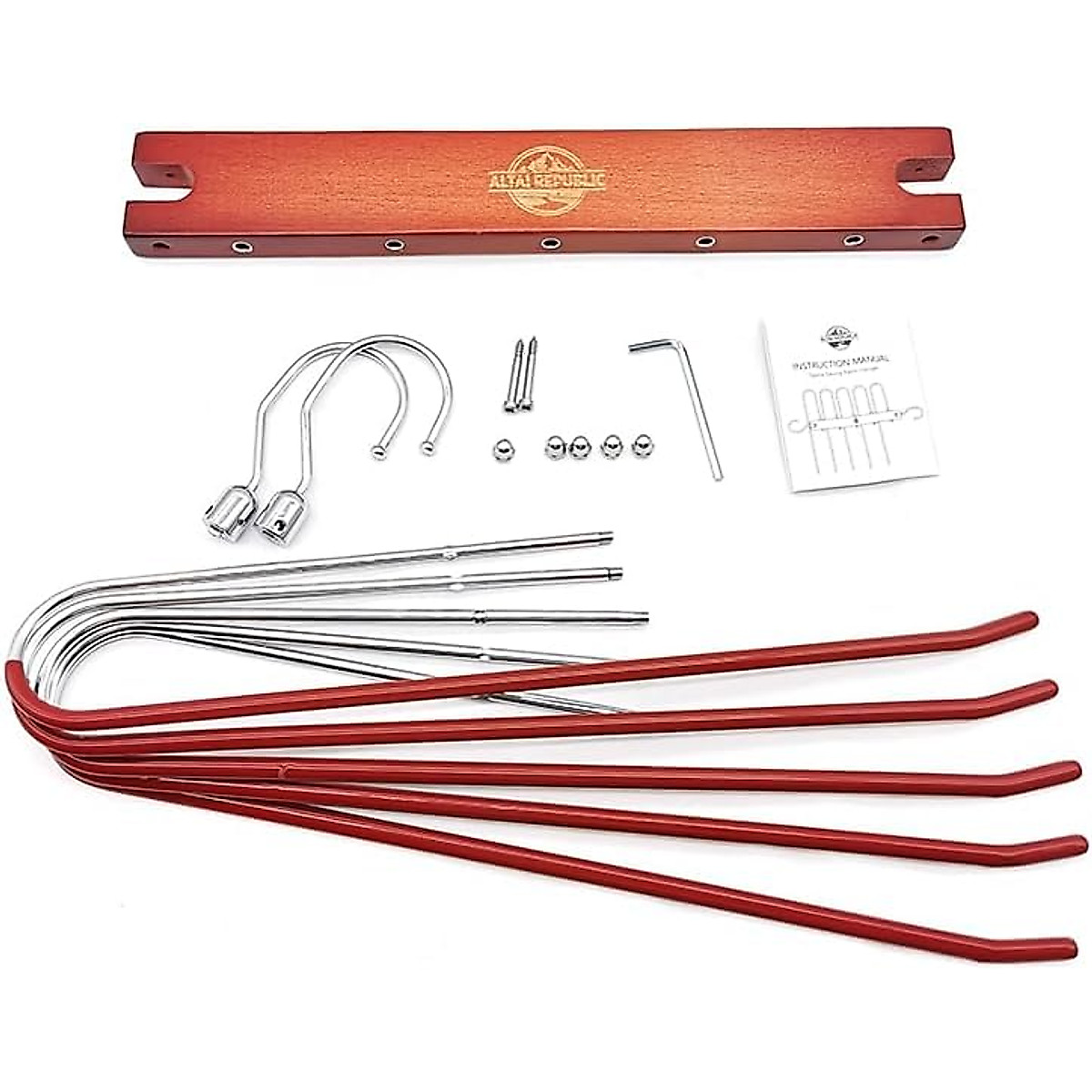 Altai Republic Wooden Pants Hangers Space Saving - 5 in 1 Jean Hangers for Closet - Trouser Hangers, Stainless Steel Extendible, Multi Hanger, Magic Hanger, Wardrobe Clothes Hanger Holder (Mahagony)