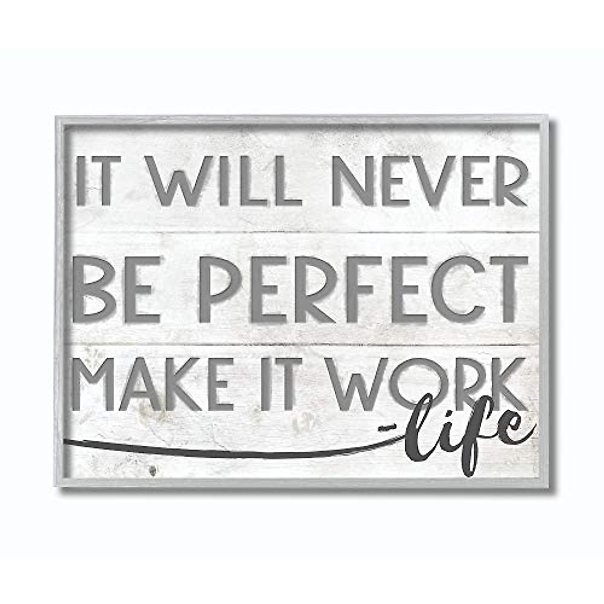 Stupell Industries Make It Work Inspirational Family Word, Design by Artist Daphne Polselli Wall Art, 11x14, Grey Framed