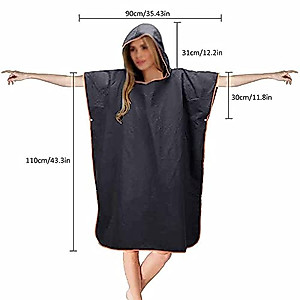 ZHAOLEI Adult Microfiber Towels Wetsuit Change Robe Poncho Surf Hooded Quick Dry Beach Outdoor Towel for Swimming Swimsuit Robe