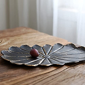 Funerom 12 x 7 inchOval Galvanized Metal Tray Decorative Tray Bronze