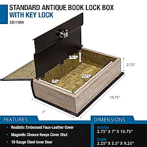 Barska Antique Book Lock Box with Key Lock, black