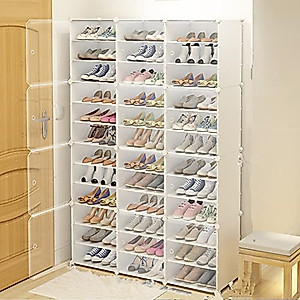 72 Pairs Shoes Organizer Cabinet Shoe Container Storage Box Shoe Rack Box Stackable Sneaker Display Box, 12 Tier Shoe Box Plastic Stackable Shoe Storage Bins Space Saving Sneaker Storage Box