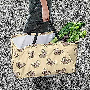 Funny Animal Print Large Capacity Laundry Organizer Tote Bag - Reusable and Foldable Oxford Cloth Shopping Bags