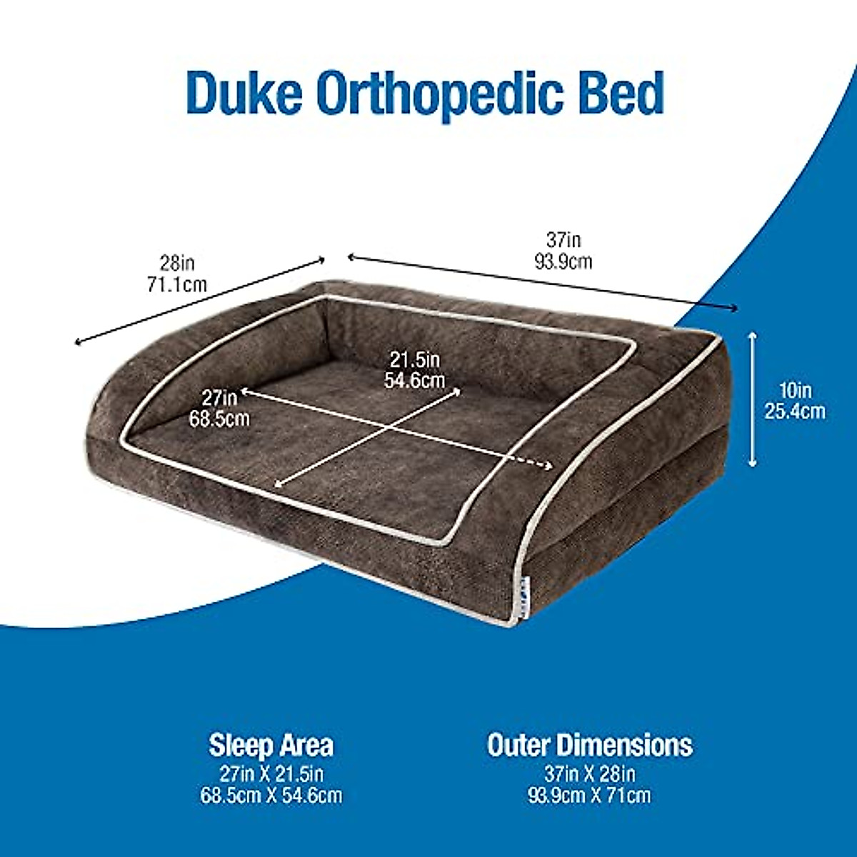 Petmate La-Z-Boy Duke Orthopedic Sofa Dog Bed, Mocha, 37" x 28"