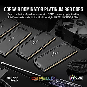 CORSAIR DOMINATOR PLATINUM RGB DDR5 RAM 32GB (2x16GB) 6200MHz CL36 Intel XMP iCUE Compatible Computer Memory - Black (CMT32GX5M2X6200C36)