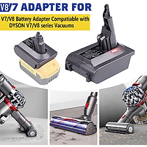 URUN V7/V8 Adapter for Dewalt 20V 60V Battery Convert to for Dyson V7/V8 Handheld Vacuum Cleaner Battery Compatible with V7/V8 Animal V7/V8 Absolute V7/V8 Motorhead Pro V7/V8 HEPA Li-ion SV11 Battery