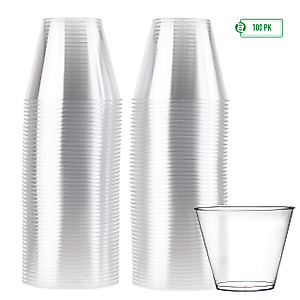 Clear Old Fashioned Cups - 9 oz (100 Count) - Premium Plastic, Elegant & Durable - Perfect for Parties, Events, and Everyday Use