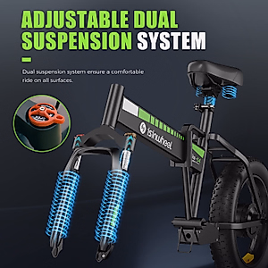 isinwheel D4 Electric Bike Adults with Peak 750W Motor, 20" x 4.0 Fat Tire Foldable Electric Bicycle, 48V 15AH Removable Battery and Dual Suspension System E-Bike for Beach Mountain, Shimano 7-Speed