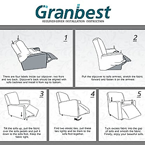 Granbest Velvet Plush Recliner Chair Cover High Stretch Recliner Slipcover Furniture Protector with Pockets(Creamy White)