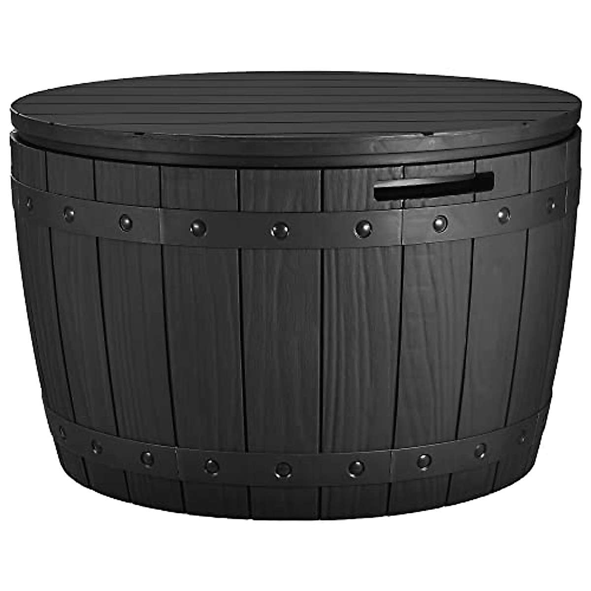 YITAHOME 33 Gallon Round Deck Box, Outdoor Storage Box for Patio Furniture,Patio Table for Cushion, Pool Accessories, Outdoor Toys, Waterproof Resin & Easy Assembly & Lightweight, Black