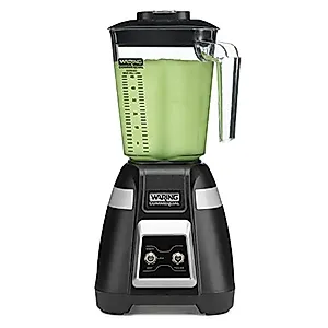 Waring Commercial BB300 Blade 1 HP Blender Toggle Switch Controls with Pulse feature with 48 oz BPA Free Copolyester Stacking Container, 120V, 5-15 Phase Plug ,Black