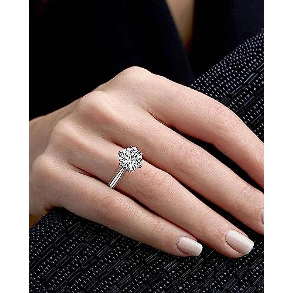 PREVELI 3 Carat CZ Rings For Women 18K White Gold Plated 925 Sterling Silver Solitaire (8.5)