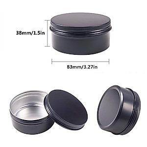 Healthcom 6 oz 12 Packs Black Round Aluminum Tin Cans Screw Top Metal Steel Tins Empty Slip Slide Cosmetic Sample Containers Storage Organization for Salve Crafts Spice Candles