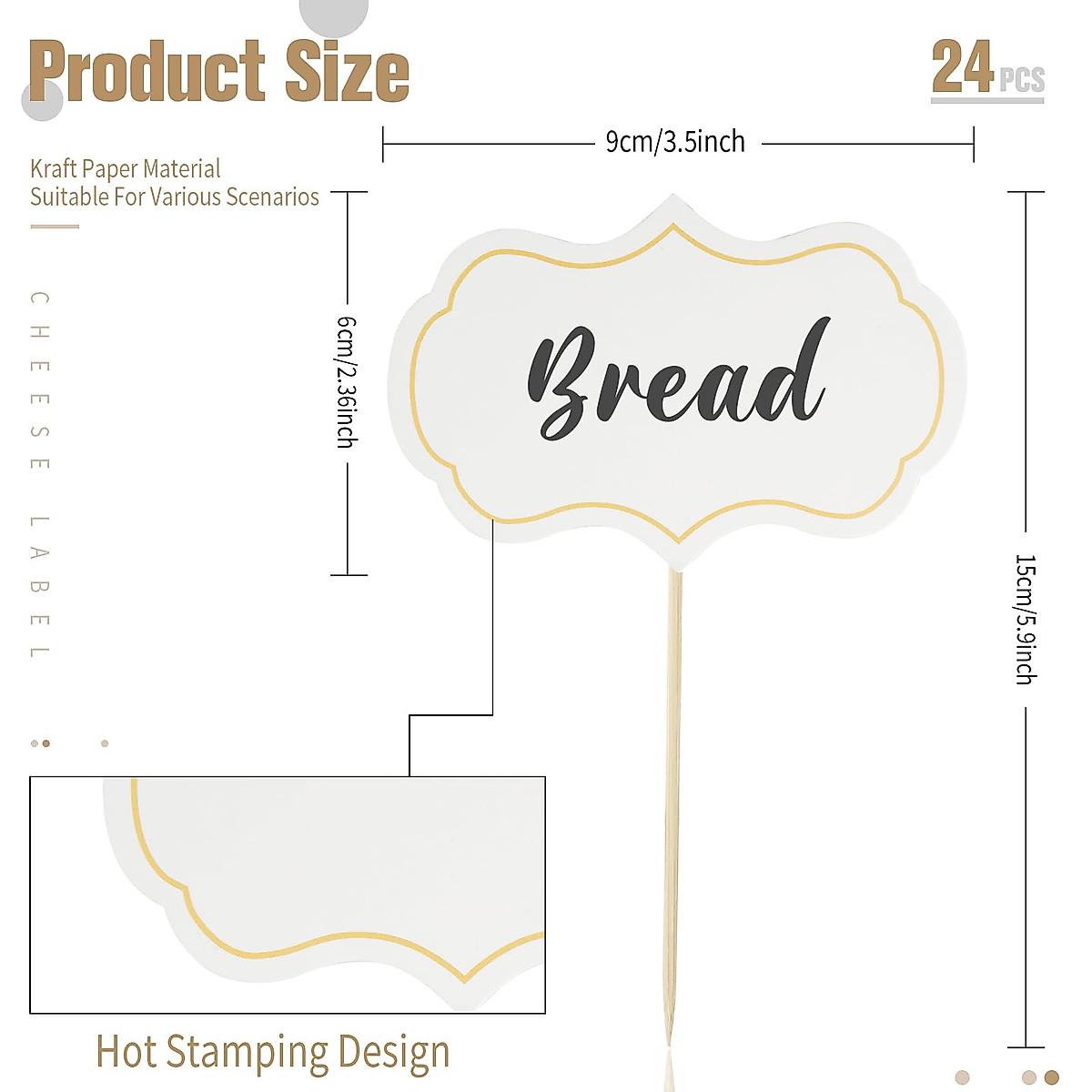 Cheese Markers, Charcuterie Boards Accessories, 24 Pieces Food Labels for Party Buffet, Blank Toothpick Flags, Cake Toppers, Chalkboard Cupcake Toppers Picks for Wedding Birthday Party Decor, White