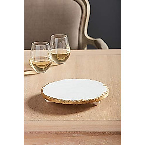 Mud Pie Marble Trivet, 1 1/4" x 8 1/2" dia, Gold